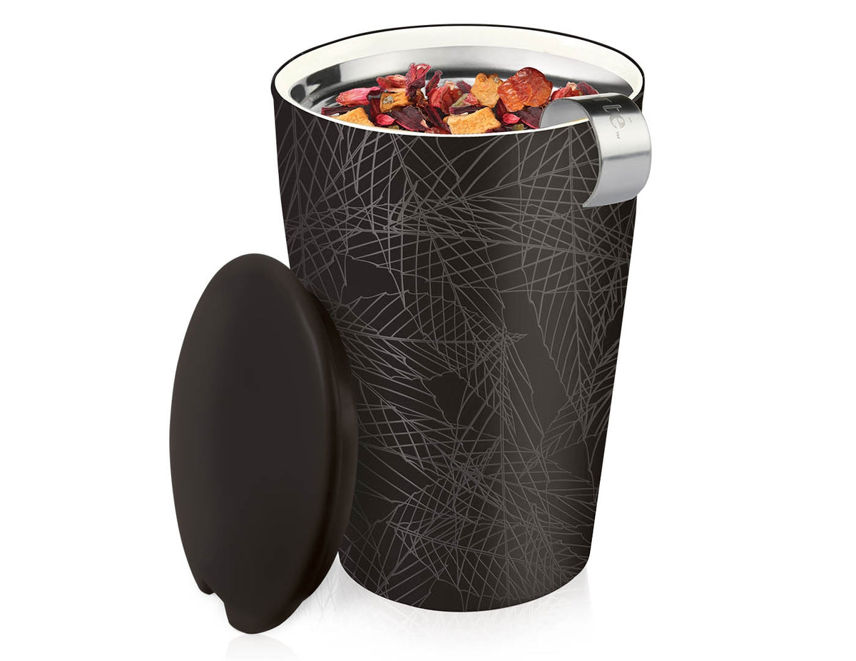 Noir KATI Cup | Black Geometric Loose Tea Infuser Cup | Tea Forte